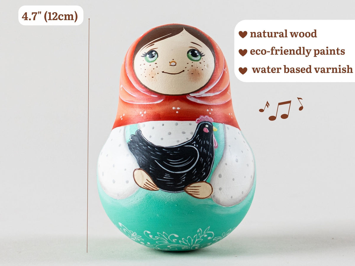 Musical roly-poly matryoshka with rooster | Firebirdworkshop.com ...